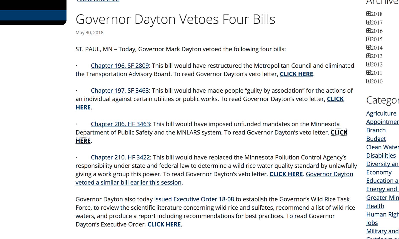 MN Gov. Mark Dayton Vetoes “Guilty by Association” Bill | SEEKJOY